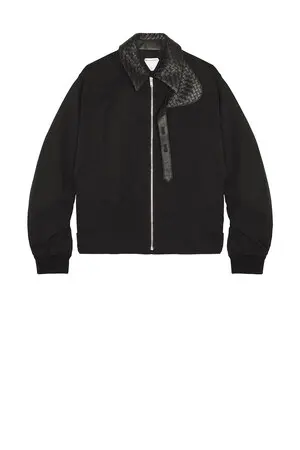 Bottega Veneta Nylon Cotton Tech Twill Blouson With Intrecciato Collar