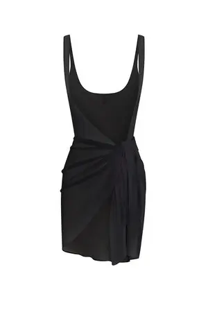 SKIMS Sheer Coverups Dress Sarong In Black - Obsidian