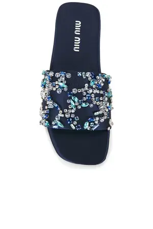 Miu Miu Embellished Silk And Wool Slide Sandals