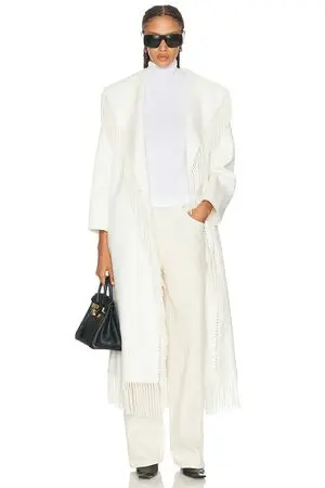 Simkhai Carrie Fringe Robe Coat - Frost