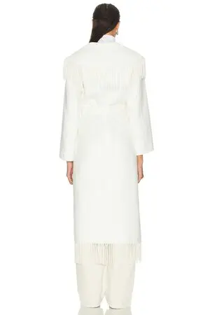 Simkhai Carrie Fringe Robe Coat In White
