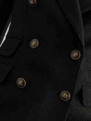REISS Lauryn Petite Wool Herringbone Double-breasted Blazer