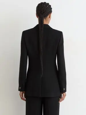 REISS Lauryn Petite Wool Herringbone Double-breasted Blazer