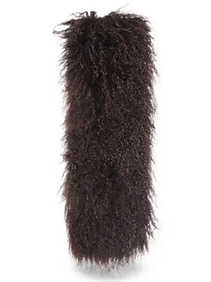 YVES SALOMON Long Hair Lamb Scarf - Brown