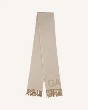 GANNI Fringed Wool Scarf