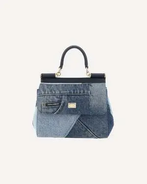 Dolce & Gabbana Small Sicily Denim And Calf Leather Handbag
