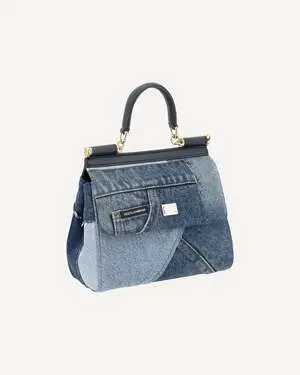 Dolce & Gabbana Small Sicily Denim And Calf Leather Handbag
