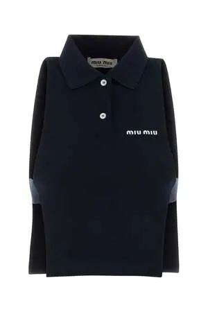 Miu Miu Dark Piquet Polo Shirt - Blue