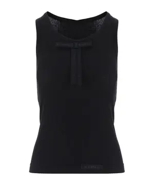ALAINPAUL Ribbed Stretch Bow Vest - Black