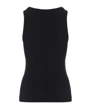 ALAINPAUL Ribbed Stretch Bow Vest - Black