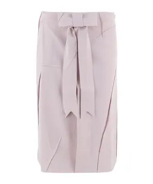 ALAINPAUL Pair With A Bow-tie Belt Midi Skirt - Lightpink