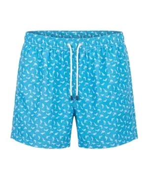 Fedeli Printed Swim Trunks - Blue