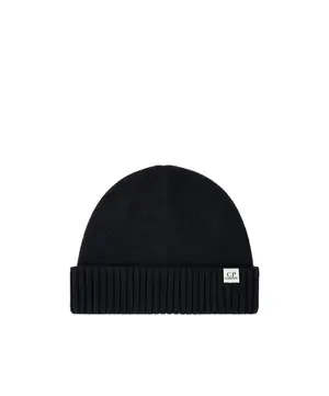 C.P. COMPANY Ribbed Knit Hat - Black