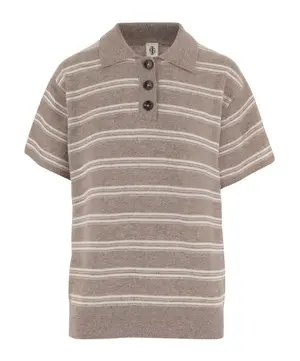 THE GARMENT Striped Knitted Polo Top