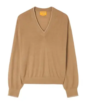 Guest In Residence The Airy V Cashmere Sweater - Camel/cream