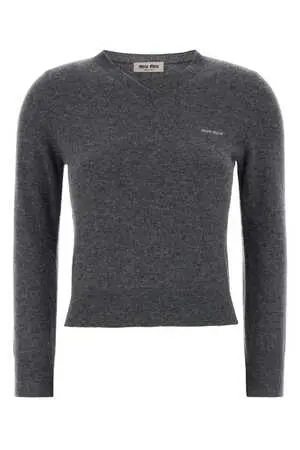Miu Miu Dark Grey Wool Sweater - Gray