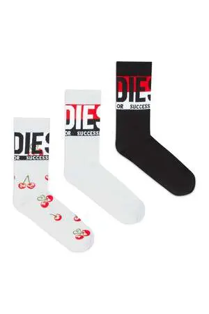 DIESEL® Three-pack Of Cotton Socks With Jacquard Motifs - Multicolor