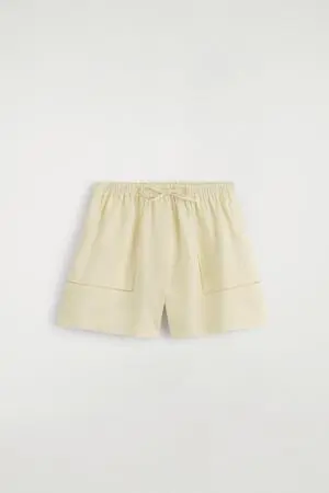 Cos Embroidered Detail Linen Shorts - Yellow