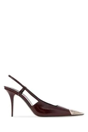 Saint Laurent Burgundy Leather Jeanne Pumps - Red