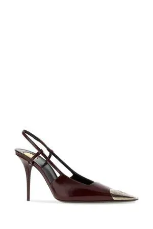 Saint Laurent Burgundy Leather Jeanne Pumps
