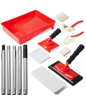 XDOVET Paint Edger Tool Kit Extension Rod Touch-up Pads Corner Ceiling Rotating Handle - Red