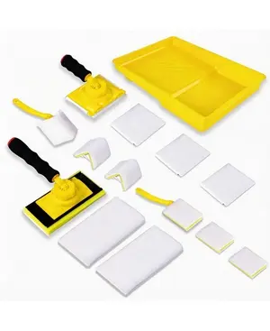 XDOVET Wall Edger Tool Kit Trim Pads Rotating Handle Tray Set - Yellow