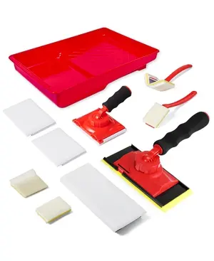 XDOVET Paint Edger Tool 360degree Rotation Handle Trim Refill Pads Kit - Red