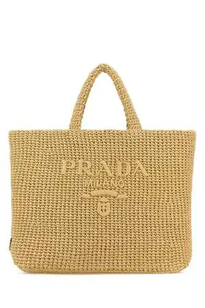 Prada Raffia Shopping Bag - Brown