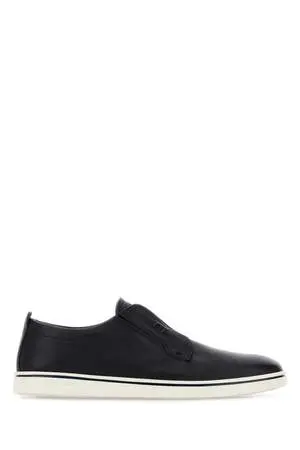 FERRAGAMO Leather Alfie Slip Ons - Black