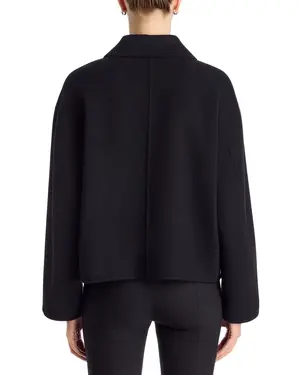 Theory Wool Blend Double Breasted Coat - Black