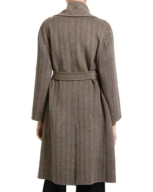 Theory Luxe Shawl Collar Wool And Cashmere Herringbone Coat