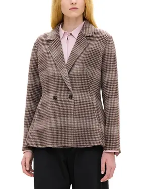 Theory Wool & Cashmere Plaid Double Breasted Blazer