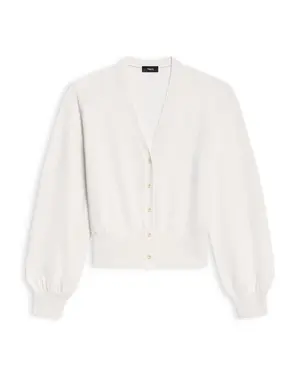 Theory Blouson Sleeve Cashmere Cardigan Sweater