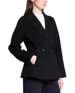 Theory Wool Blend Shaped Double Breasted Coat - Black