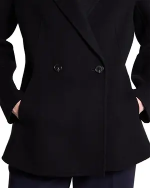 Theory Wool Blend Shaped Double Breasted Coat - Black