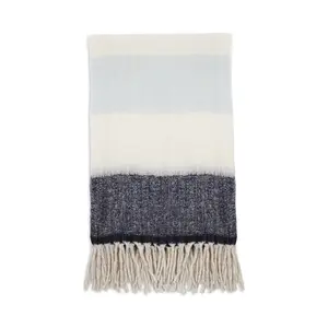 POM POM AT HOME Whistler Faux Mohair Fringed Throw Blanket - Navy