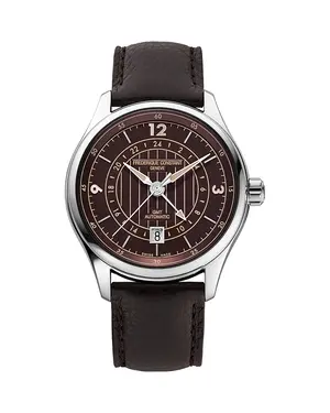 FREDERIQUE CONSTANT Runabout Gmt Leather Strap Watch, 42mm - Brown