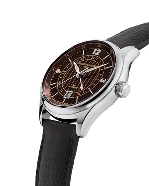 FREDERIQUE CONSTANT Runabout Gmt Leather Strap Watch, 42mm