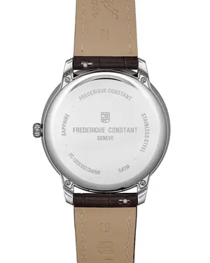 FREDERIQUE CONSTANT Solarmetre Moneta Leather Strap Watch, 39mm