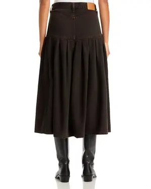 LEVI'S Yoked Pleated Denim Skirt
