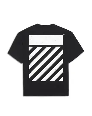 Off-White Cotton Diagonal Graphic Crewneck T-shirt - Black