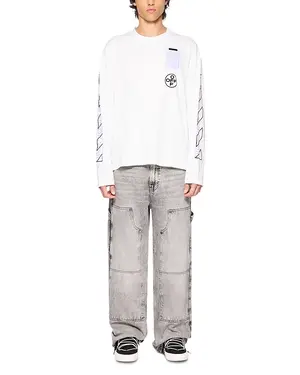 Off-White Cotton Active Logo Graphic Crewneck Shirt - White