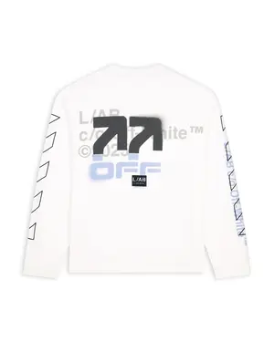 Off-White Cotton Active Logo Graphic Crewneck Shirt
