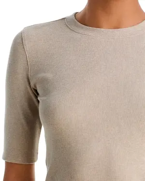 FRAME The Heather Rib Crewneck Tee - Tabby Heather