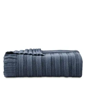 CHRISTY Cambridge Sculpted Rib Throw Blanket - Denim