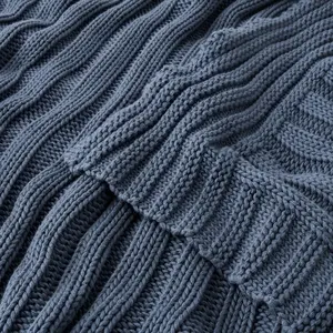 CHRISTY Cambridge Sculpted Rib Throw Blanket - Denim
