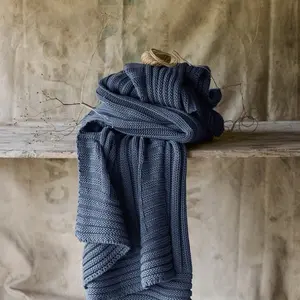 CHRISTY Cambridge Sculpted Rib Throw Blanket - Denim