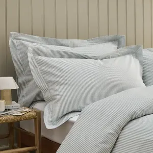 CHRISTY Ticking Stripe Duvet Cover Set, Full/queen - Blue