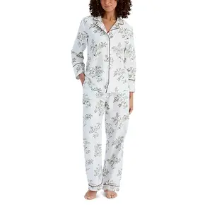 CHRISTY Leaves Cotton Sateen Pajama Set - Fig