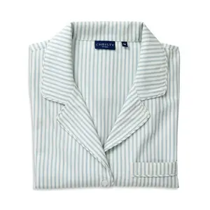 CHRISTY Ticking Stripe Cotton Twill Pajama Set - Blue